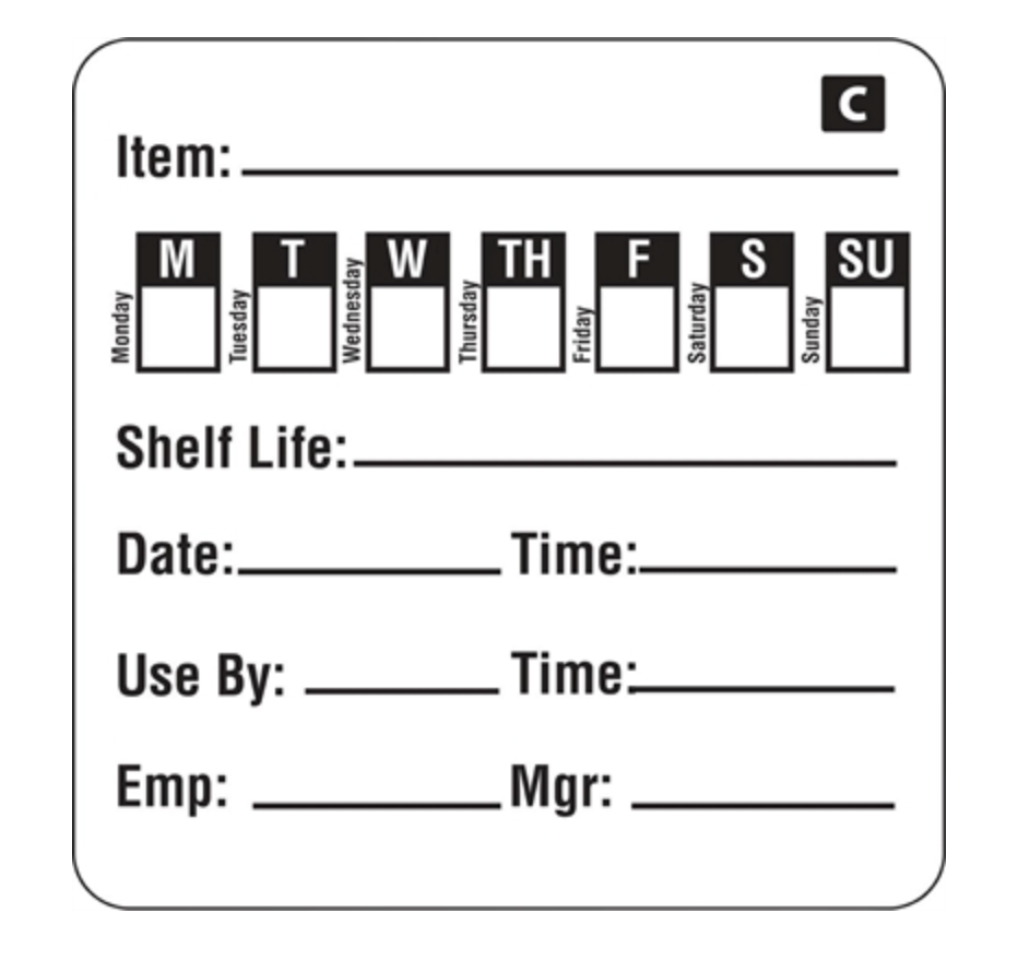 Vogue "Day of Week" Label Freezable, 500 pack [GF049] (Order in item ...