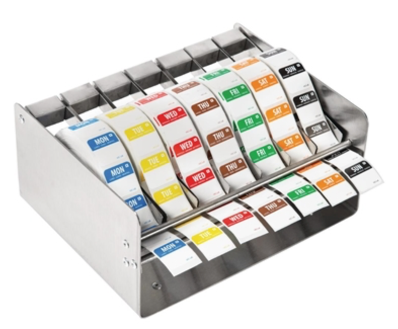 Vogue Removable Food Rotation Day Labels with 25mm Dispenser, Stainles ...