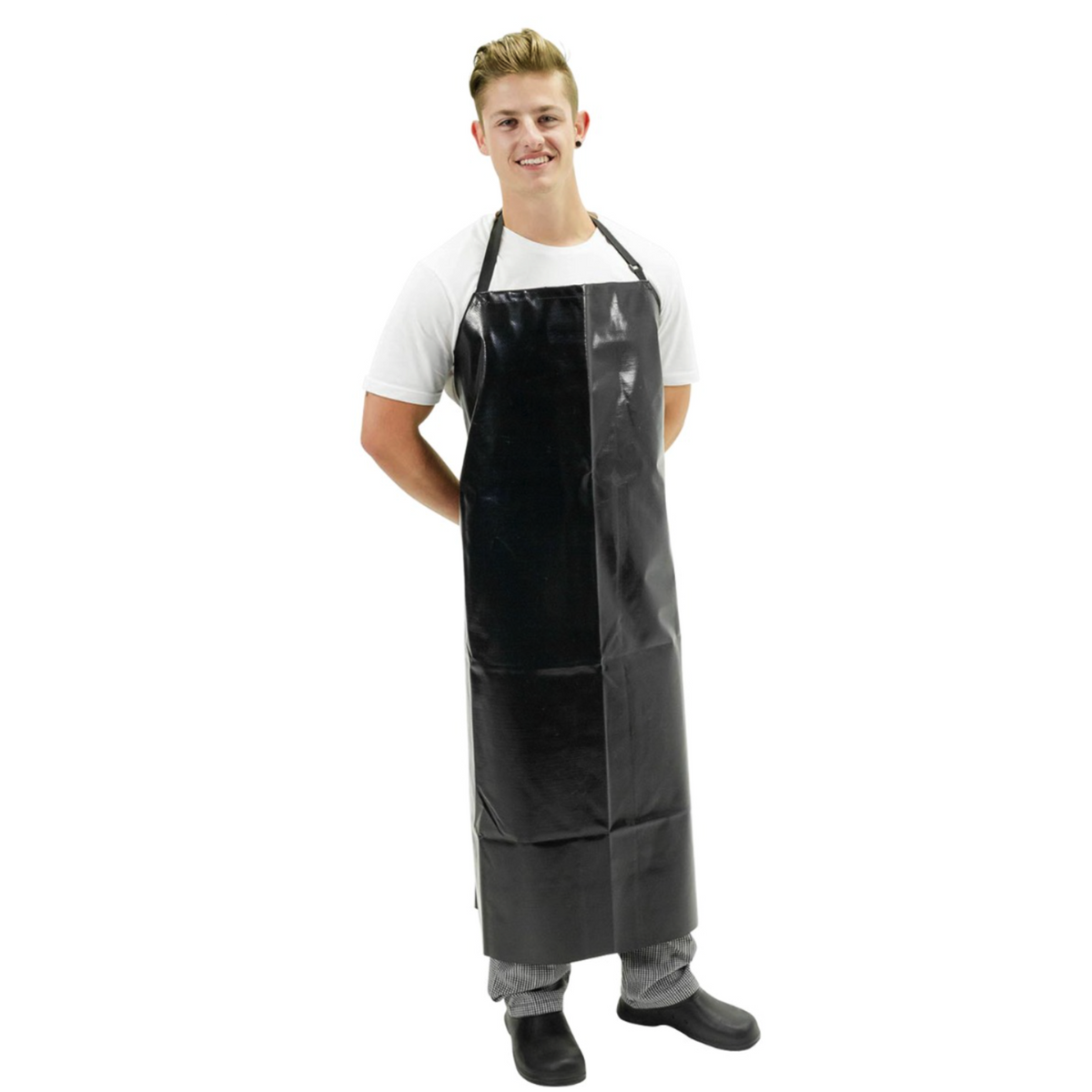 PVC Bib Apron Long , Black, 89x120cm – Fletchers Supplies