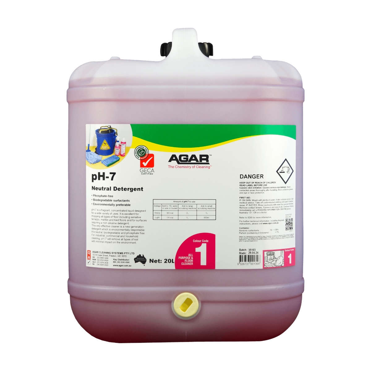 Agar pH7 Neutral Floor Cleaner | Versatile, Eco-Friendly Cleaning ...