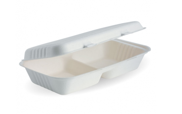 BioPak BioCane Clamshell 2 Compartments, White, 11x6x3", 290x150x75mm ...